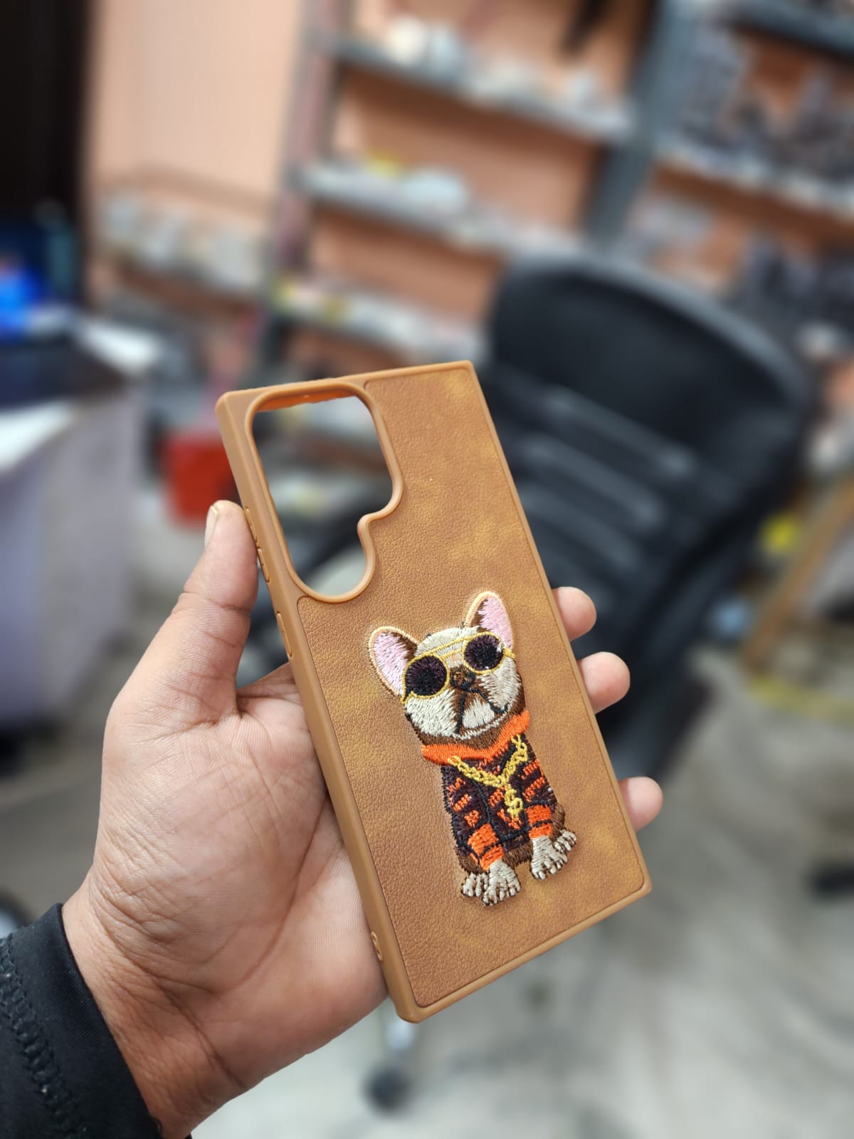 Samsung Galaxy S23 Ultra 3D Swag Dog Embroidery PU Leather Case – elefcases