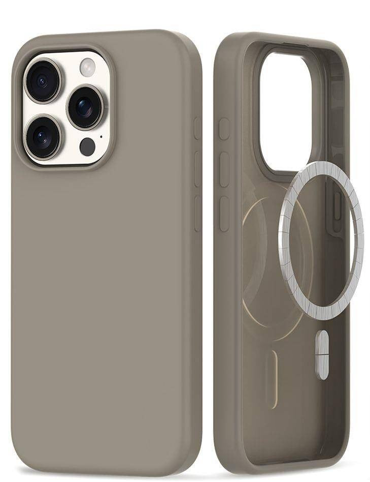 iPhone 15 Pro Max Premium Quality Silicone Case With Magsafe - Titaniu ...