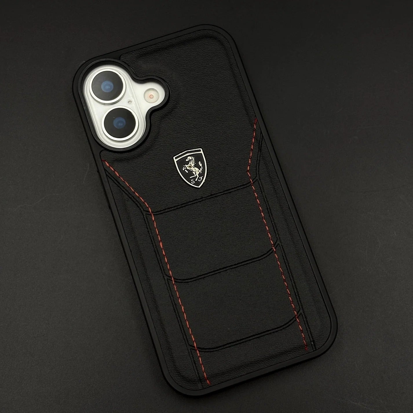 iPhone 17 Ferrari Sports Car Heritage Leather Stitched Case - Black ...